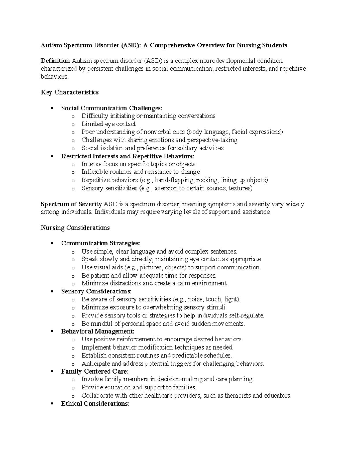 Nursing Student Guide: Autism Spectrum Disorder (ASD) Notes for NCLEX ...