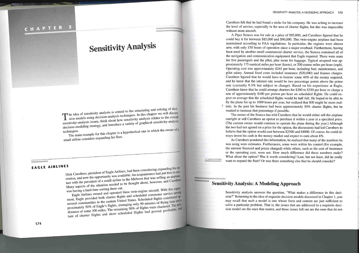 Sensitivity Analysis in Decision Making: Eagle Airlines Case Study (EAG ...