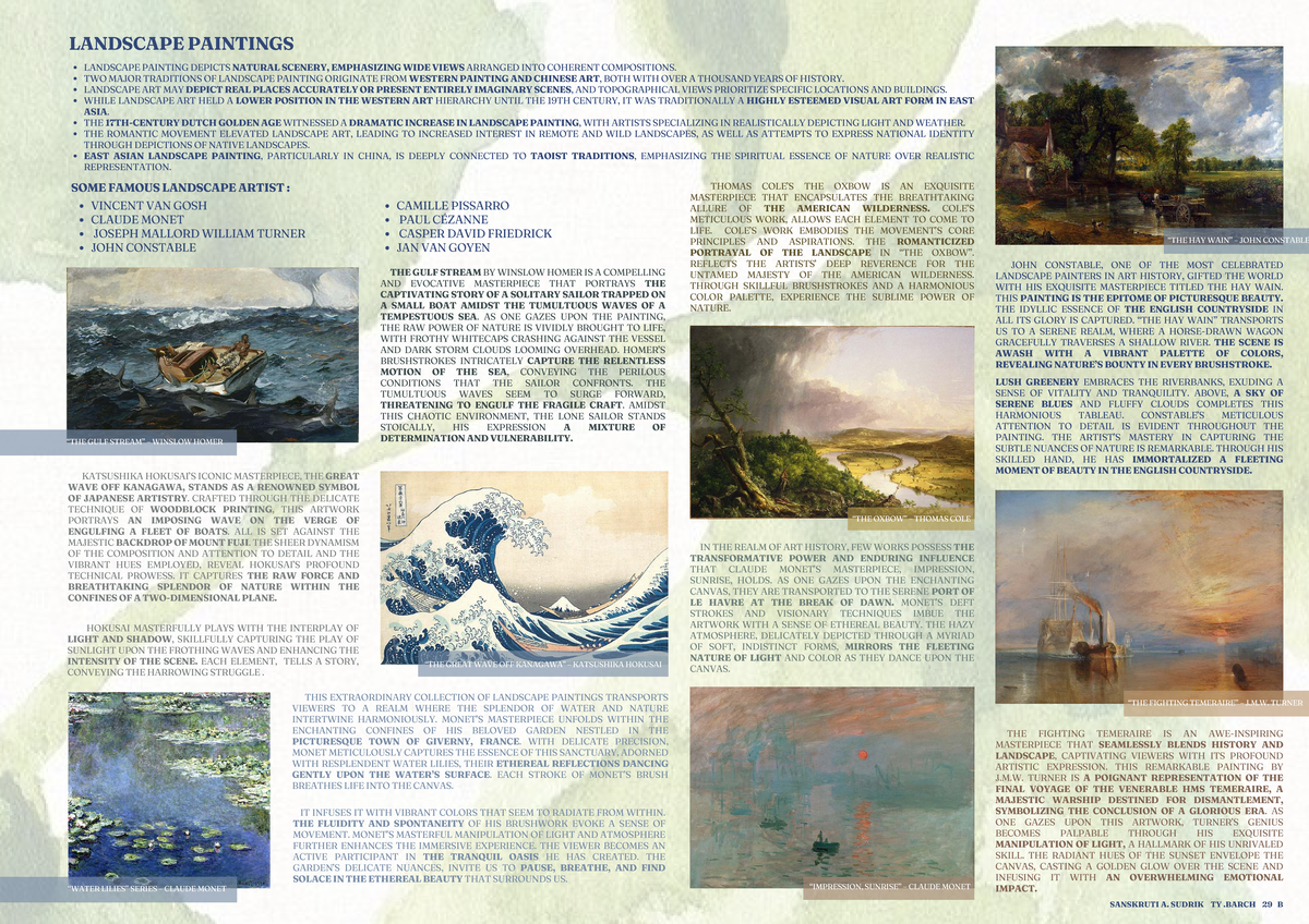 Landscape Terminology: Key Concepts and Influential Artists - Studocu