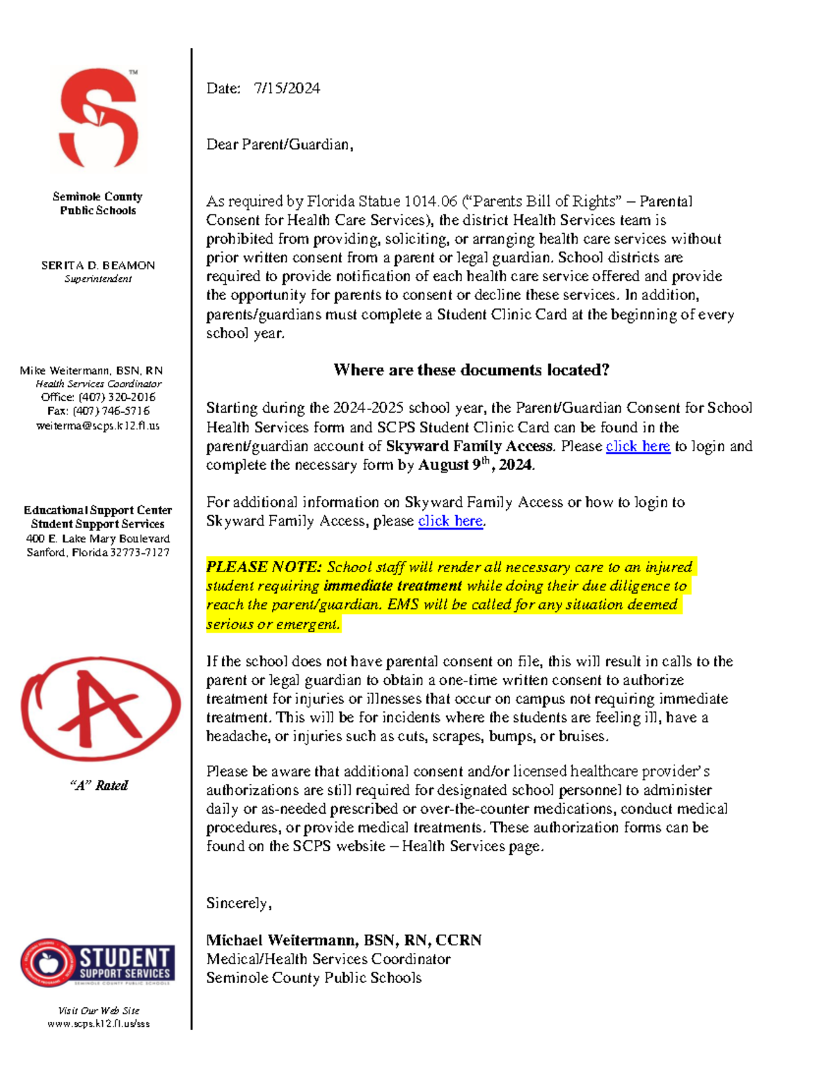 Parent Information Letter - Health Services Consent 24-25 - Studocu