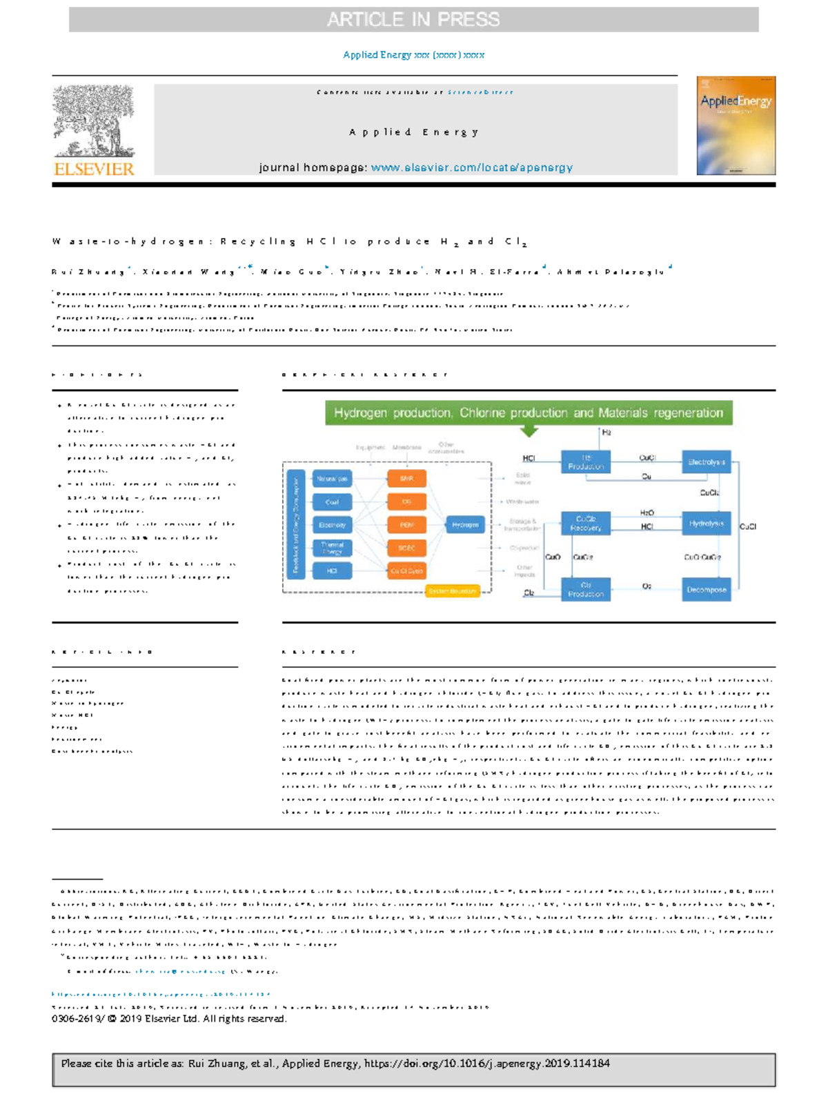 Recycling HCl for Hydrogen Production: A Novel Cycle Analysis (ENGG ...
