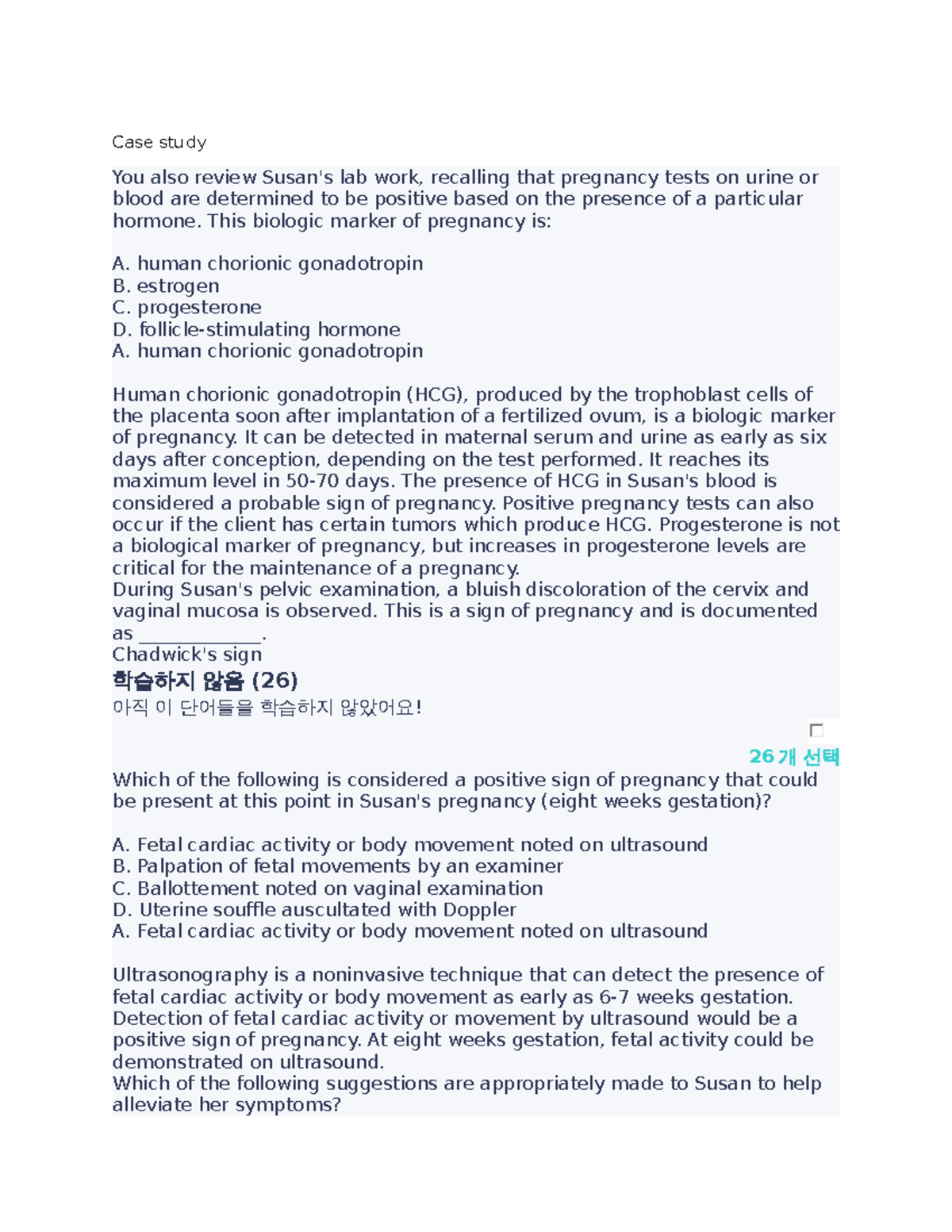 Case study - hesi ob - Case study You also review Susan's lab work, recalling that pregnancy ...