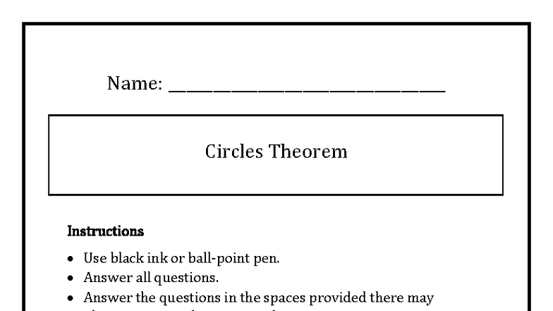 1762762000 13 Circle Theorem Practice Questions - Studocu
