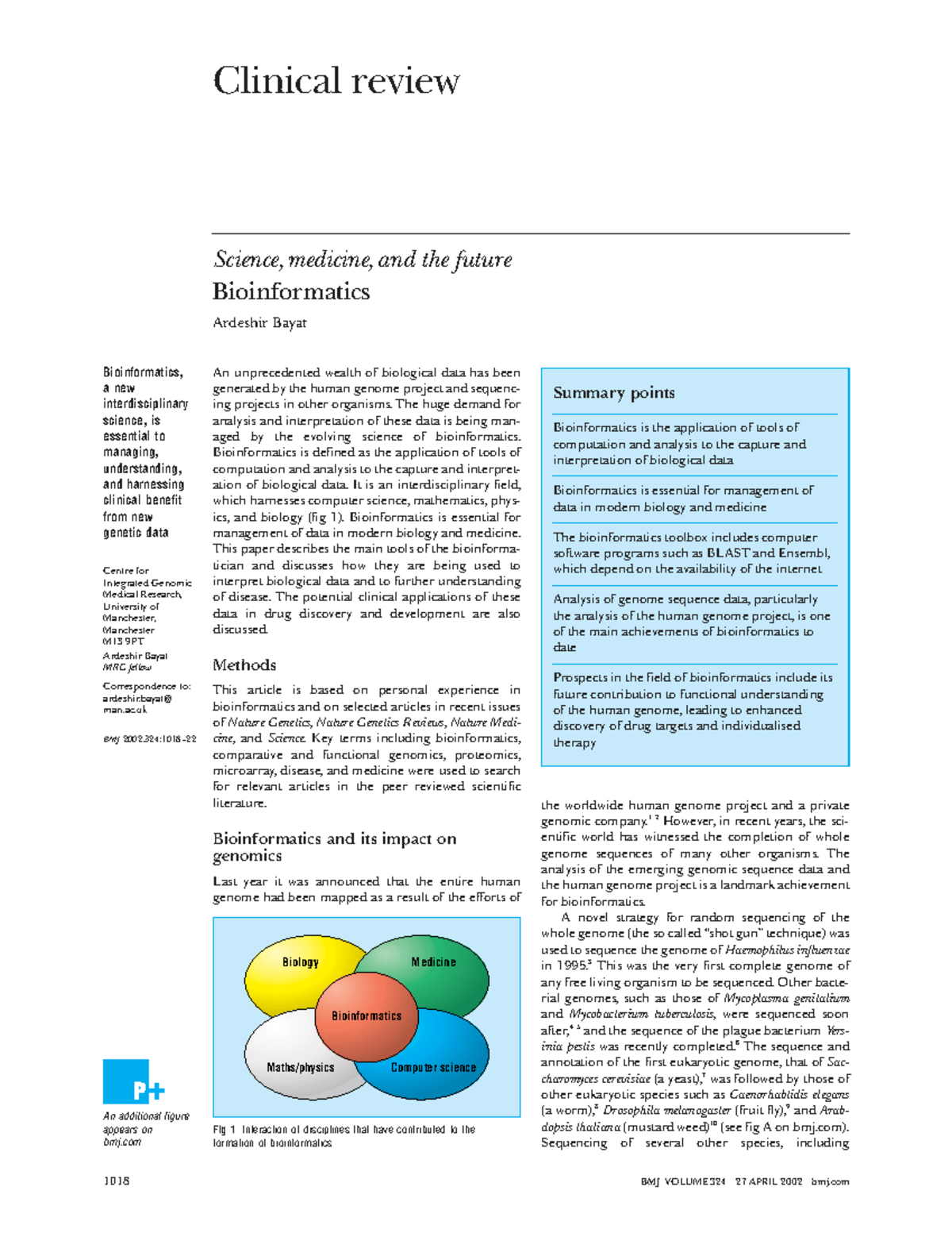 Bioinformatics 101: Sequence Alignment, BLAST Tools & Applications - Studocu