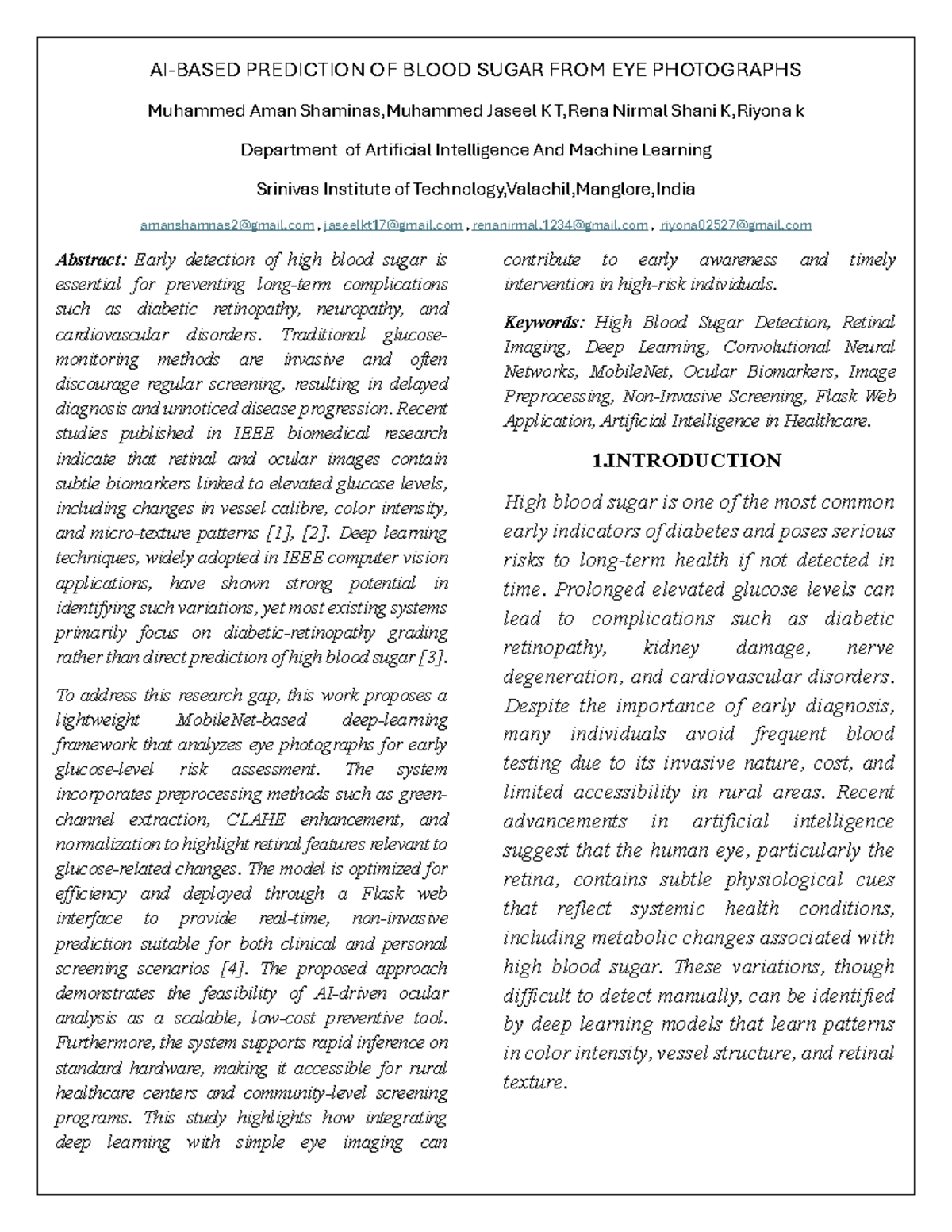 Prediction of High Blood Sugar from Eye Photos - AI & ML Study - Studocu