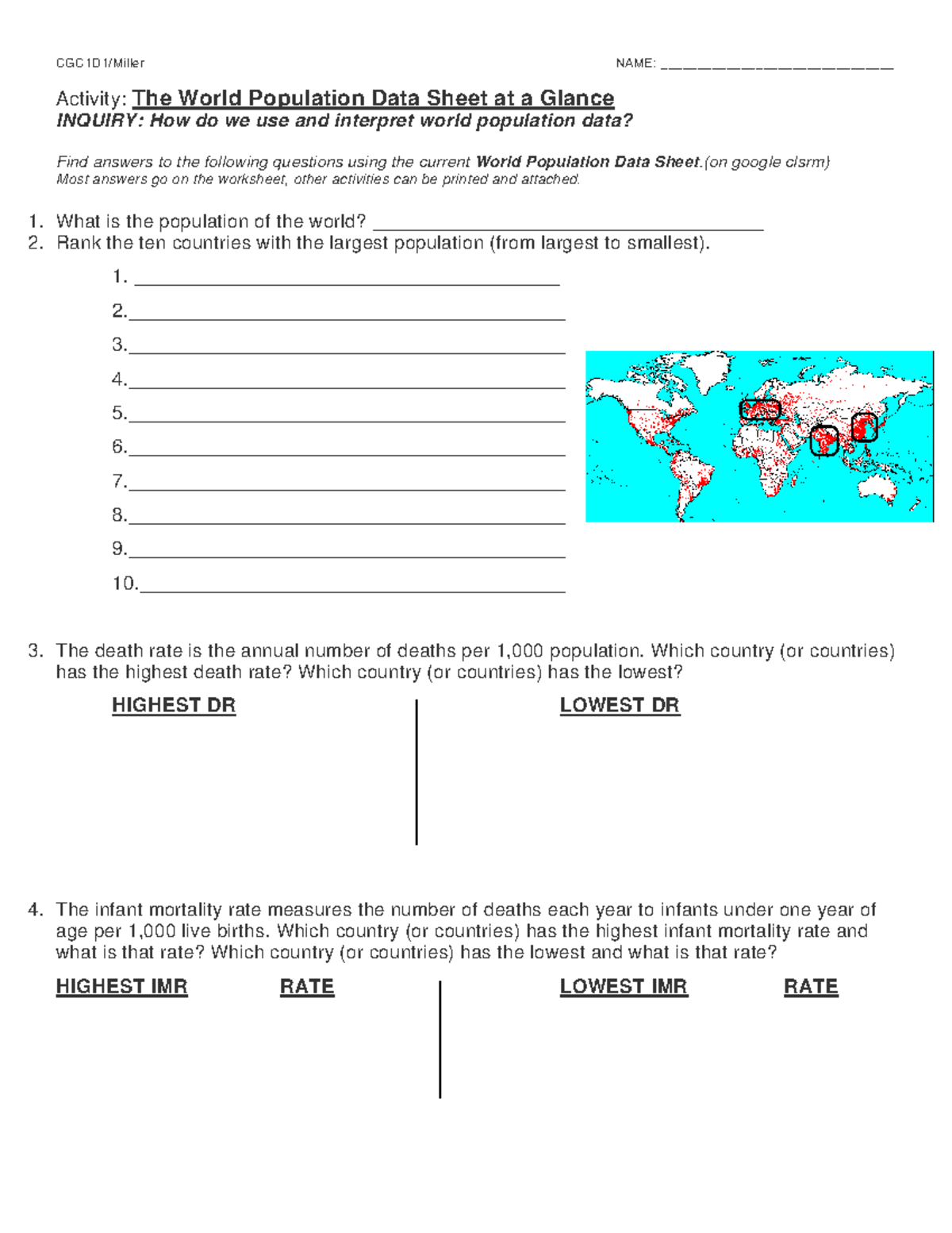 World population data activity - CGC1D1/Miller NAME ...