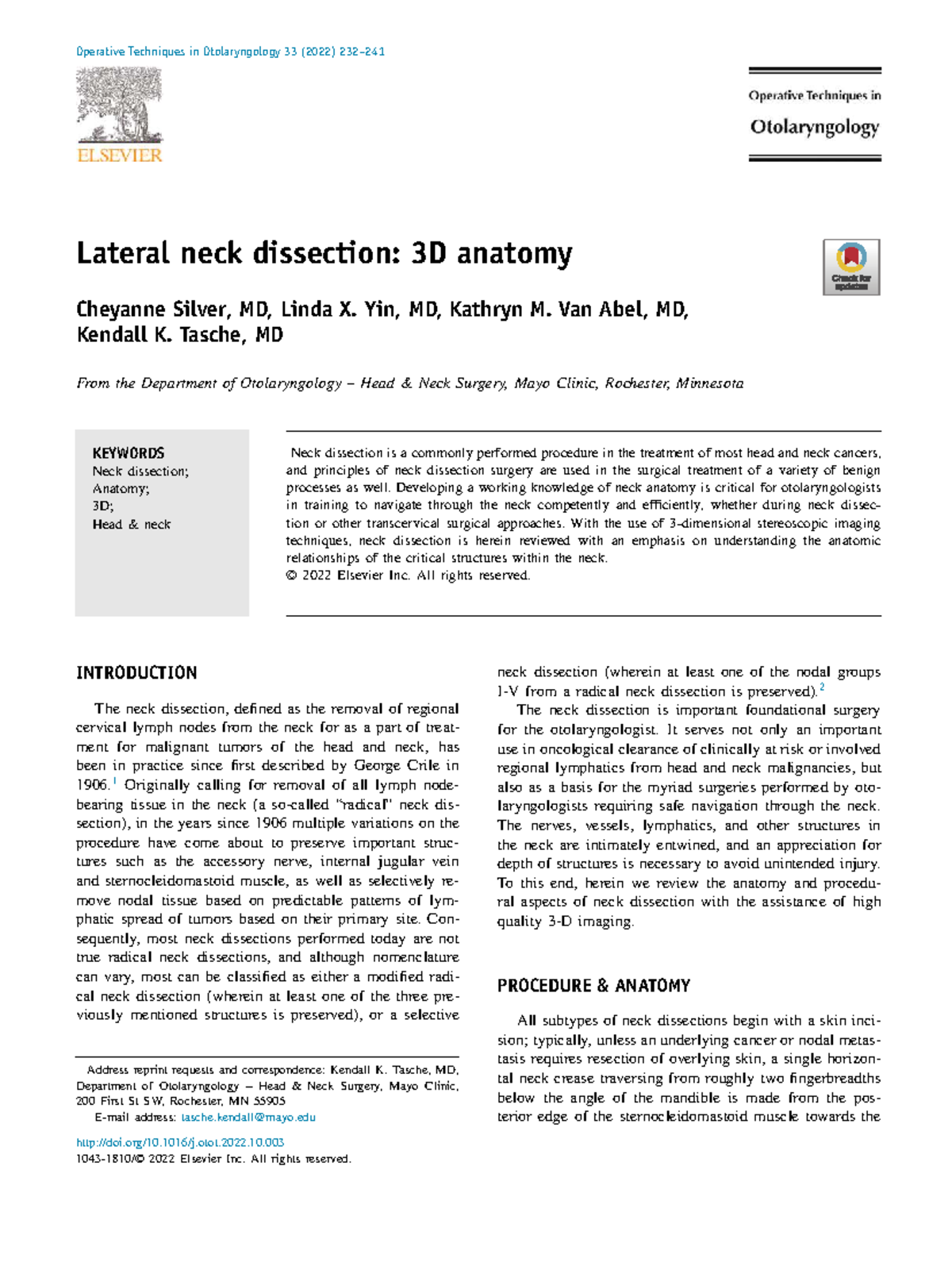 Lateral Neck Dissection: 3D Anatomy Insights (OTOL 33) - Studocu
