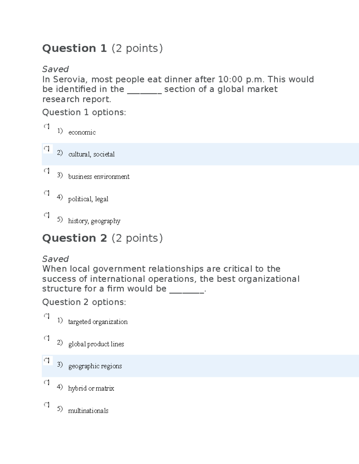 Exam 1 Answers: Course Strategies for Global Market Success - Studocu