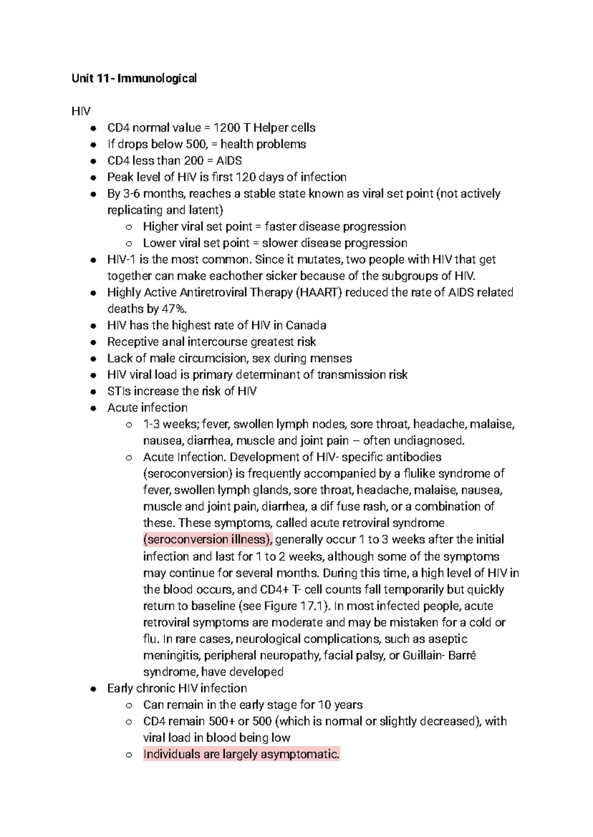 203 Final Review: Immunology, HIV, and Related Health Issues - Studocu