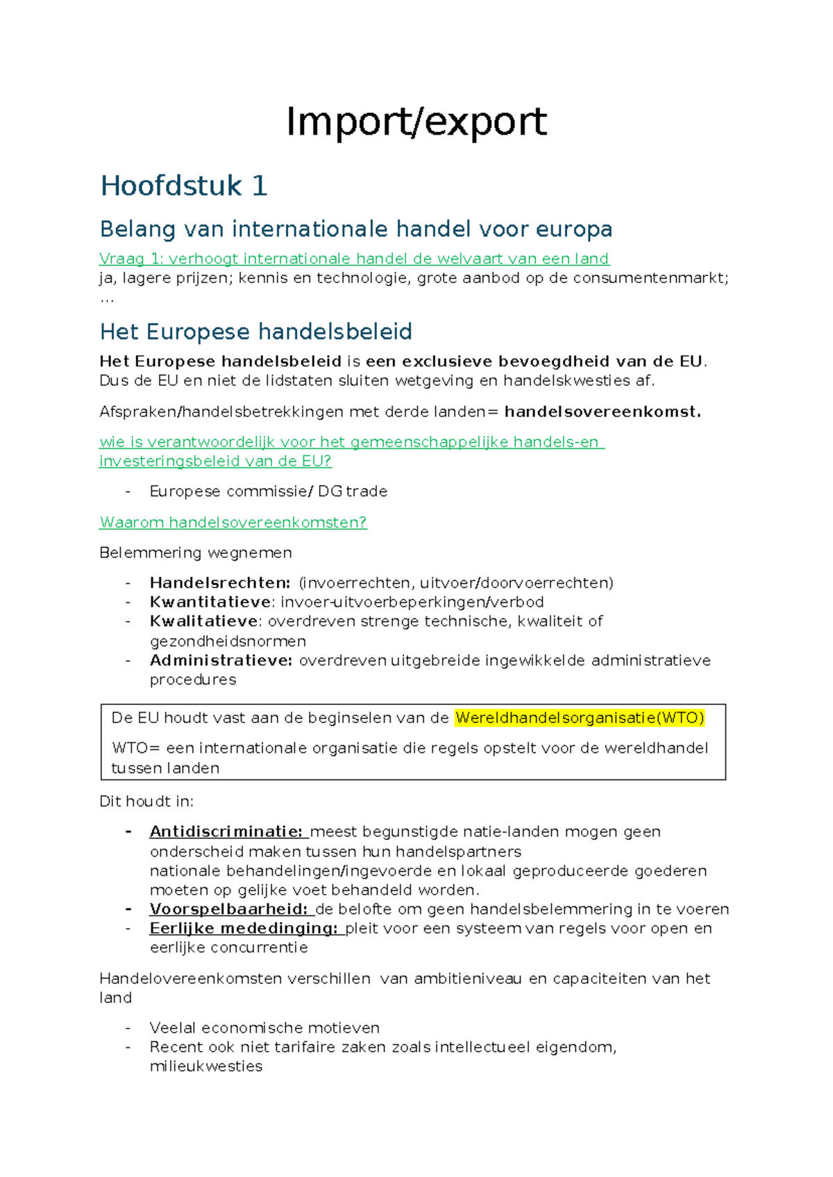 Hoofdstuk 1-4: Belang van Internationale Handel voor Europa - SV ...