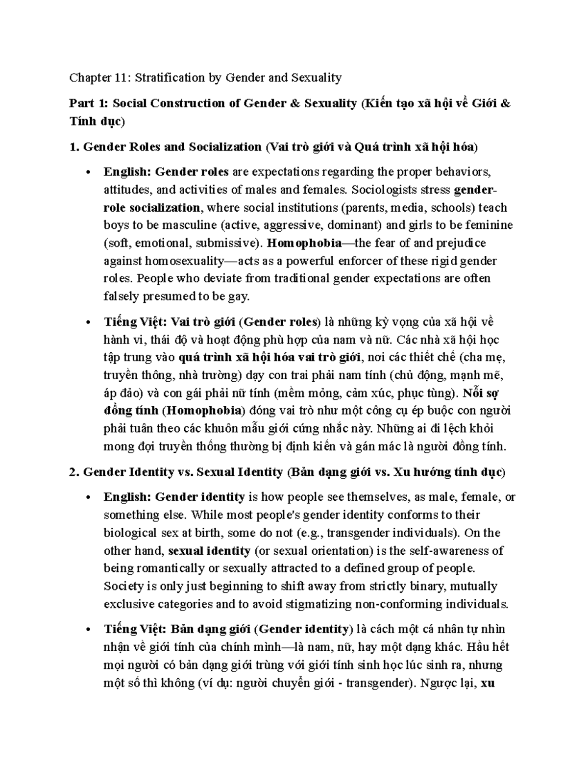 Chapter 11: Gender Stratification & Social Construction (Kiến tạo xã ...
