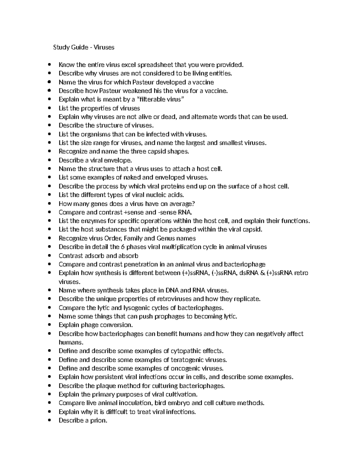 Study Guide: Understanding Viruses & Prions (BIO 101) - Studocu