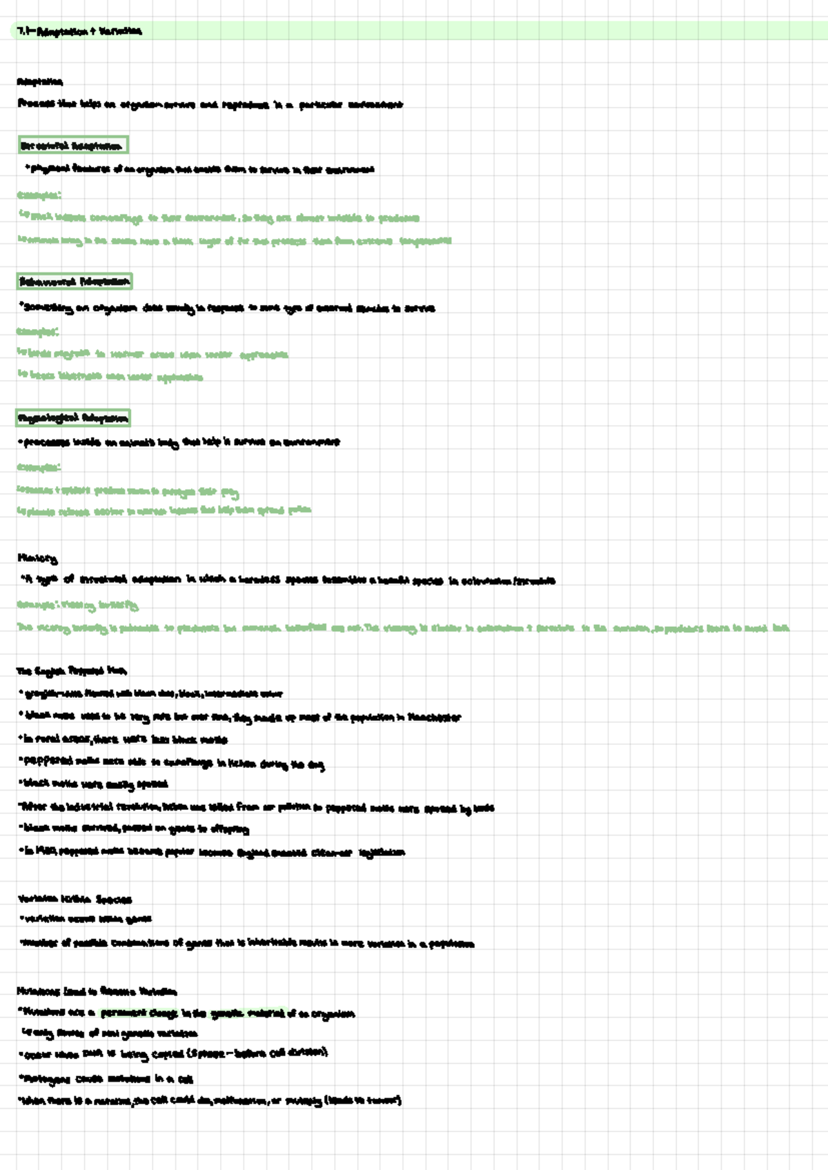 Cell Biology Notes: Adaptation, Variation, and Evolutionary Processes ...