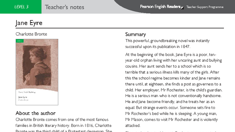 M01 JAEY REA 03GLB 3979 U01: Jane Eyre Level 3 Summary & Analysis - Studocu