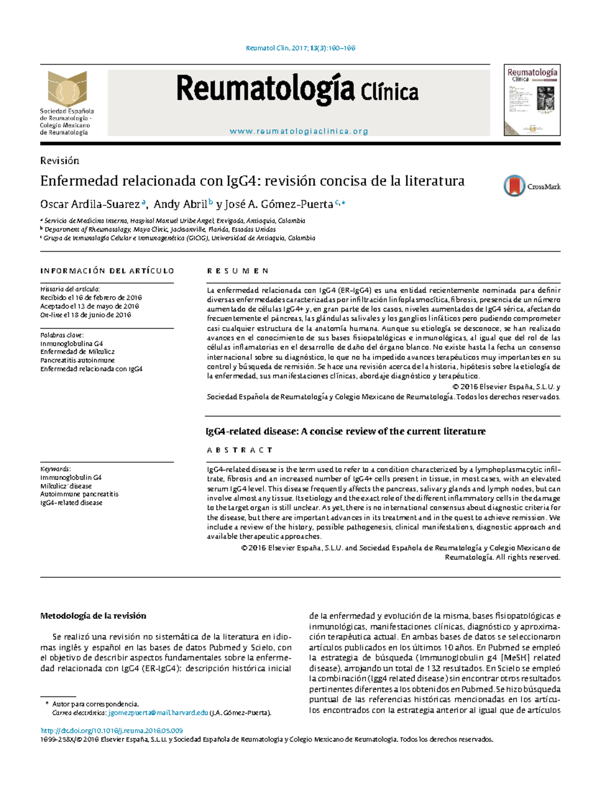 Enfermedad relacionada con Ig G4 - Reumatol Clin. 2017;13(3):160– w w w ...