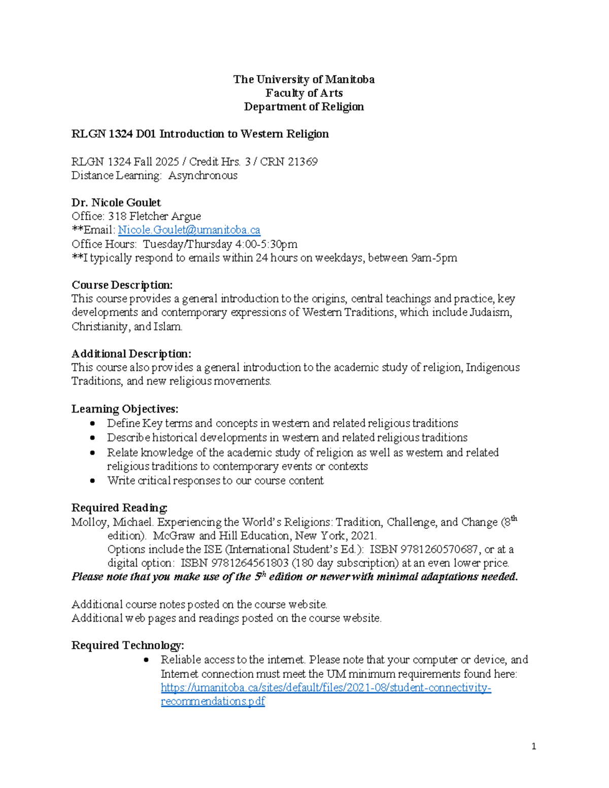 Lecture Notes: RLGN 1324 Syllabus - Introduction to Western Religion ...