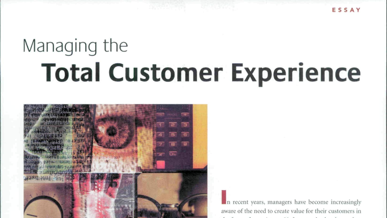 Managing the Total Customer Experience: Insights and Strategies - Studocu