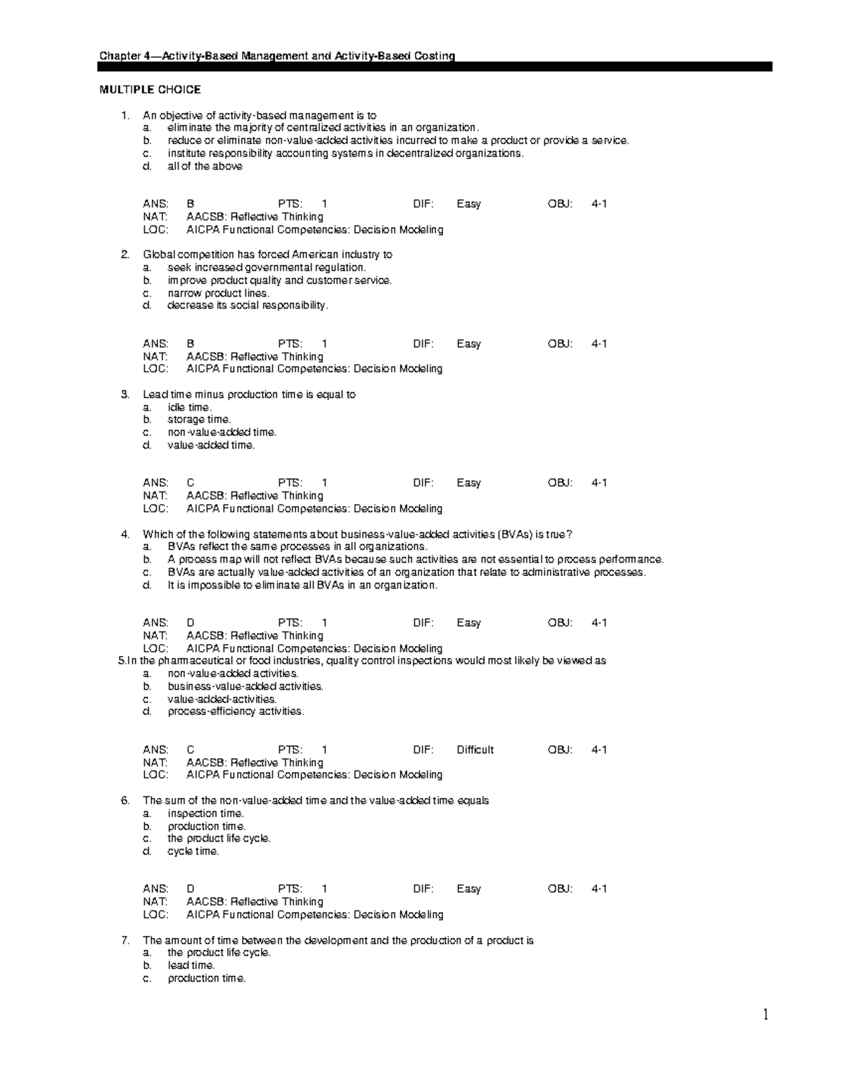 Activity Based Management and ABC - 1 Chapter 4—Activity-Based ...