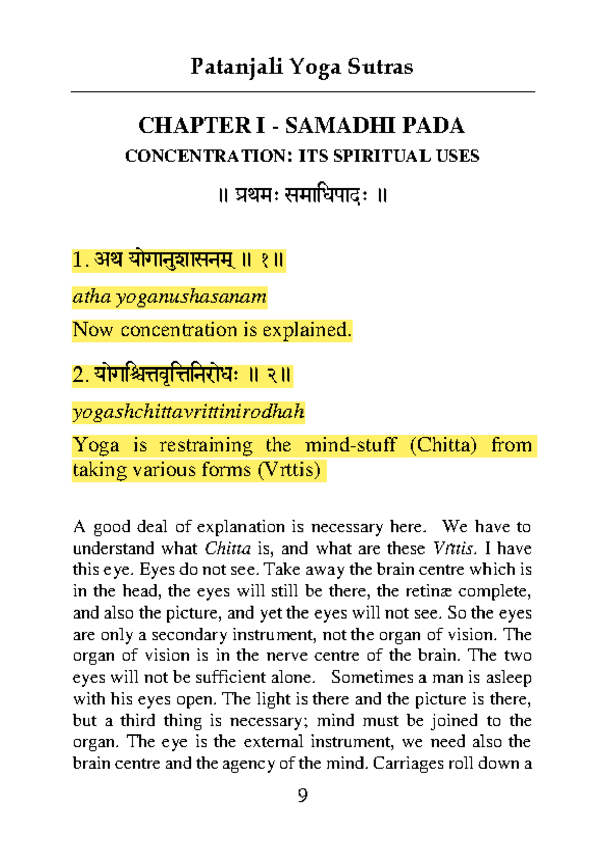 Patanjali Yoga Sutras CHAPTER I: Samadhi Pada - Understanding ...