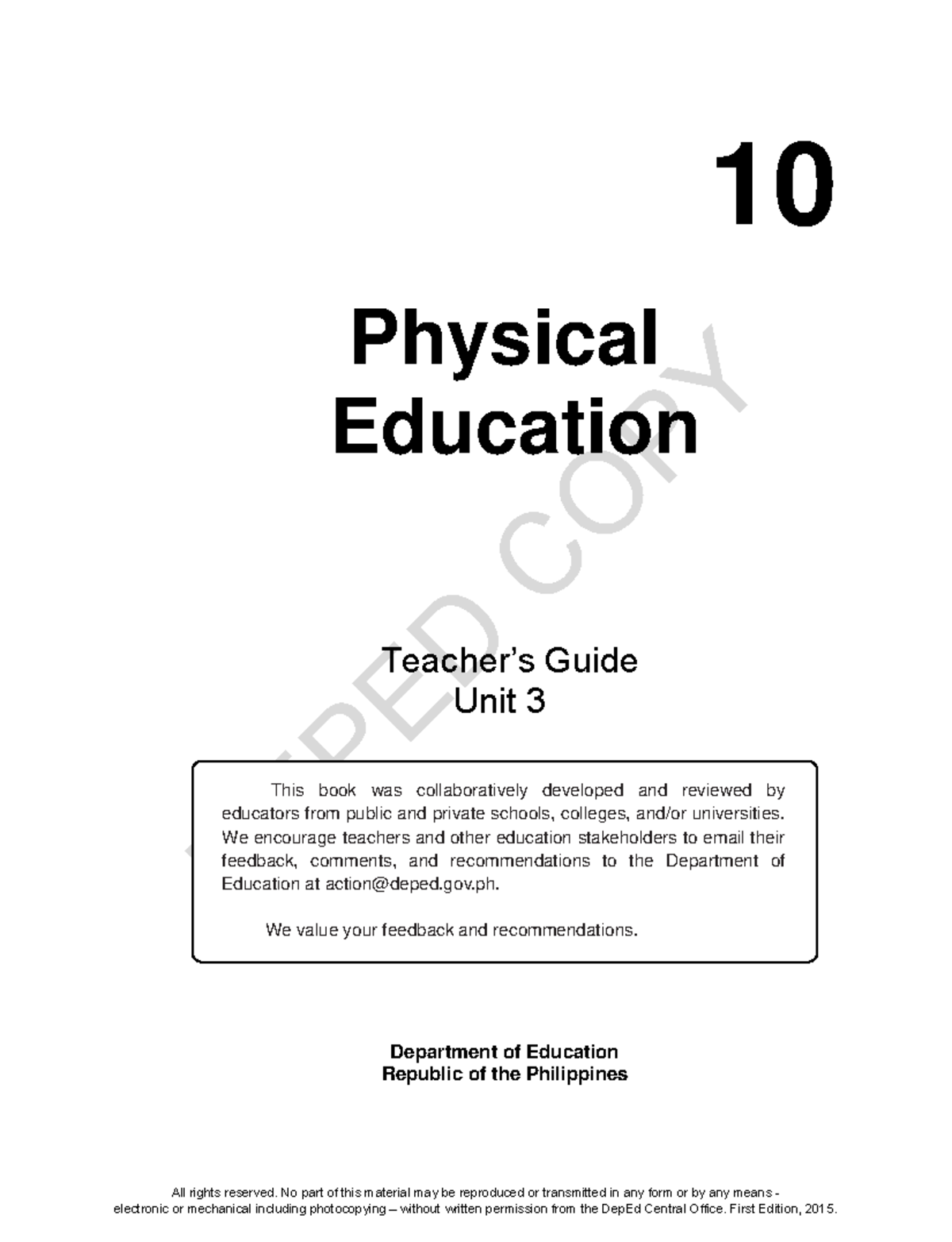 TG PE 10 Q3 - Lecture notes - DEPED COPY 10 Department of Education ...