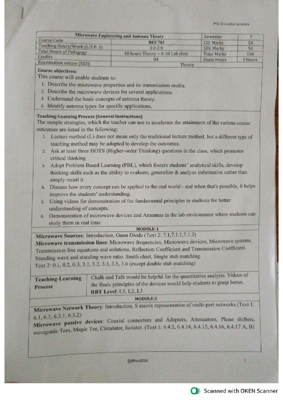 BEC701 Microwave Engineering & Antenna Theory Syllabus - Studocu