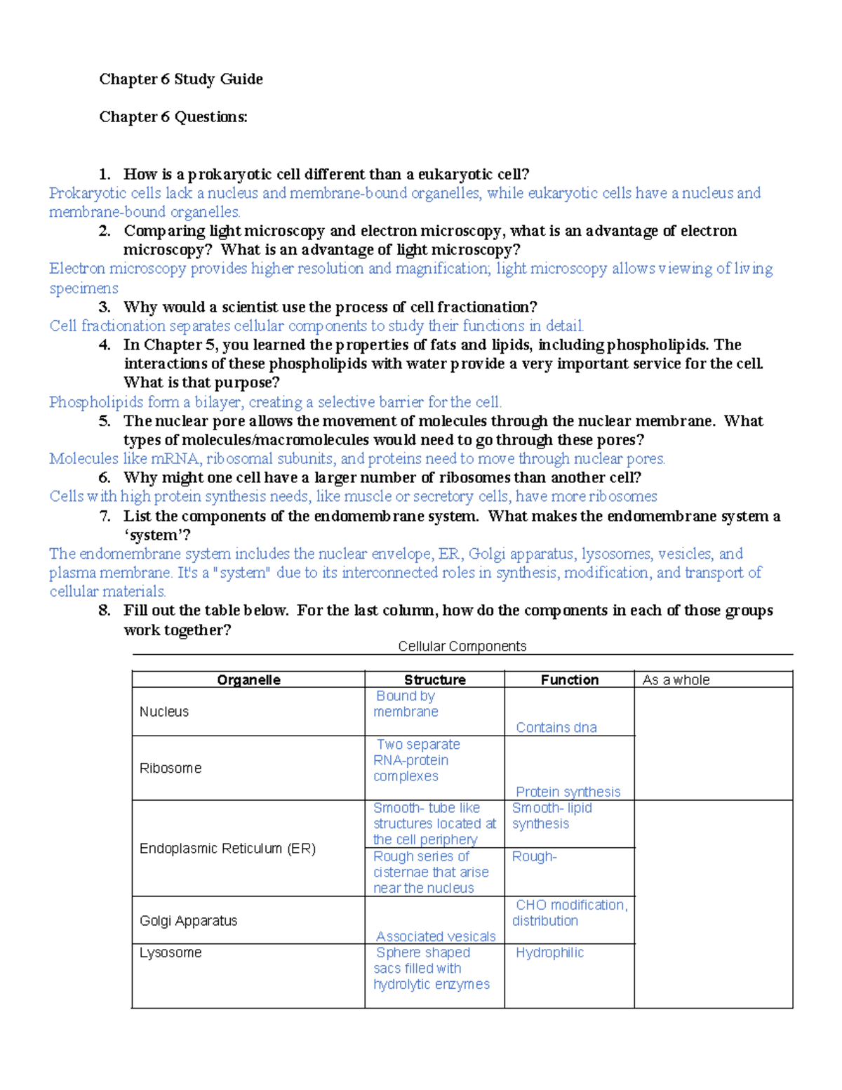 Chapter 6 study guide - Chapter 6 Study Guide Chapter 6 Questions: 1 ...