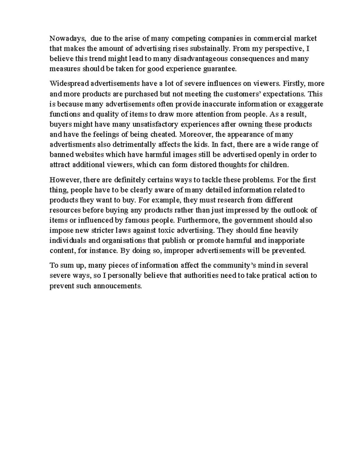 Advertisements: Impacts and Solutions - nhonhonhonnjinb - Studocu