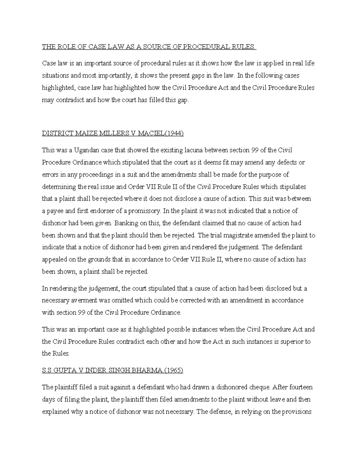 THE ROLE OF CASE LAW AS A Source OF Procedural Rules - THE ROLE OF CASE ...