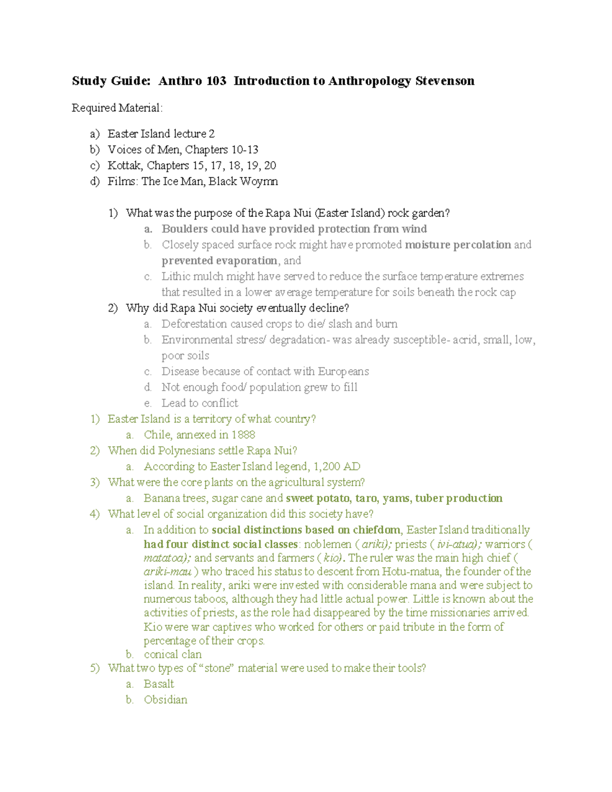 Study Guide: Anthro 103 Exam 3 - Introduction to Anthropology - Studocu