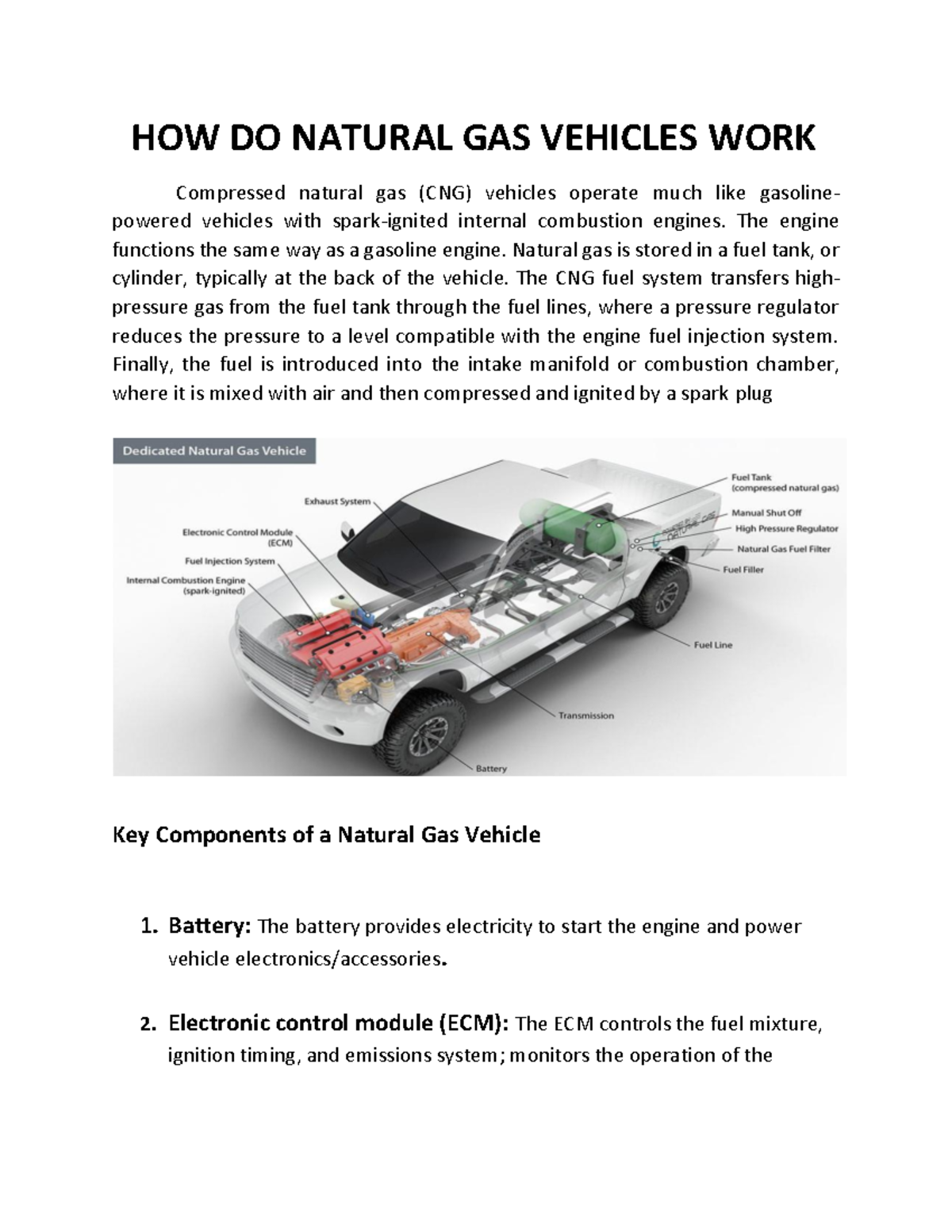 How Natural Gas Vehicles (NGVs) Operate: Key Components Explained - Studocu