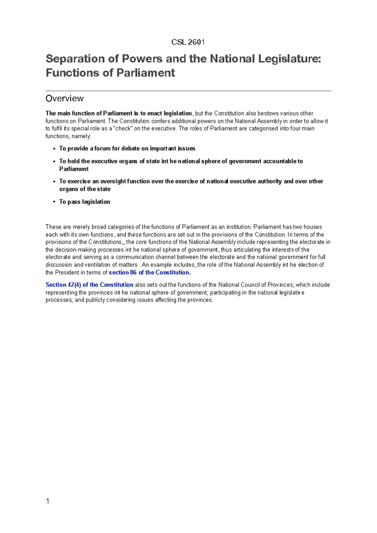 Legislative Functions of Parliament (4): Understanding Separation of ...