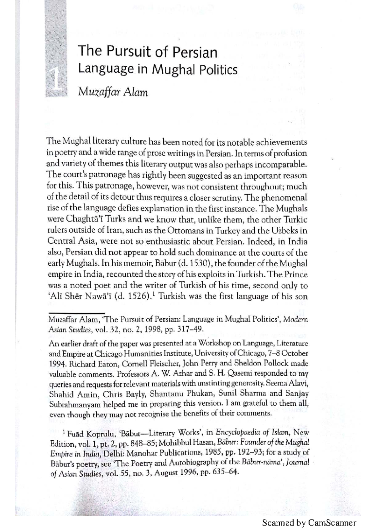 The Role of Persian Language in Mughal Politics (HIST 302) - Studocu