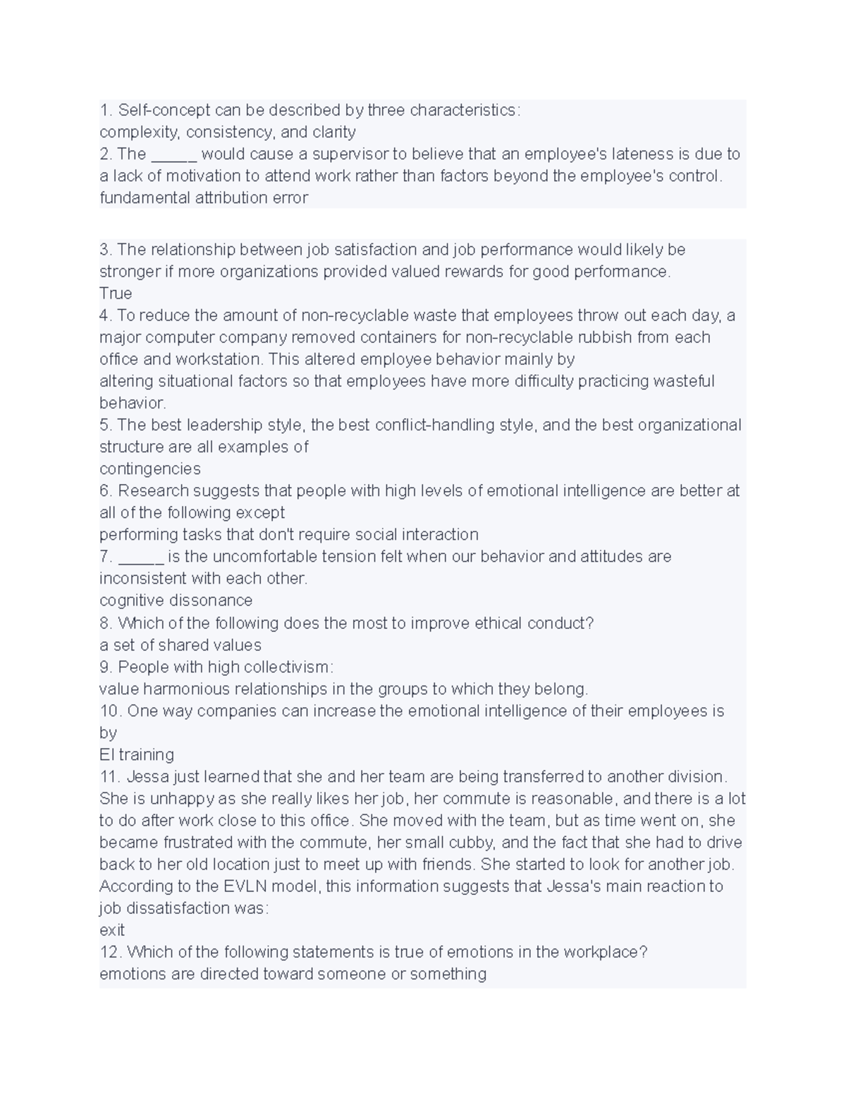 BUSI 240 notes professor knowles - Self-concept can be described by ...