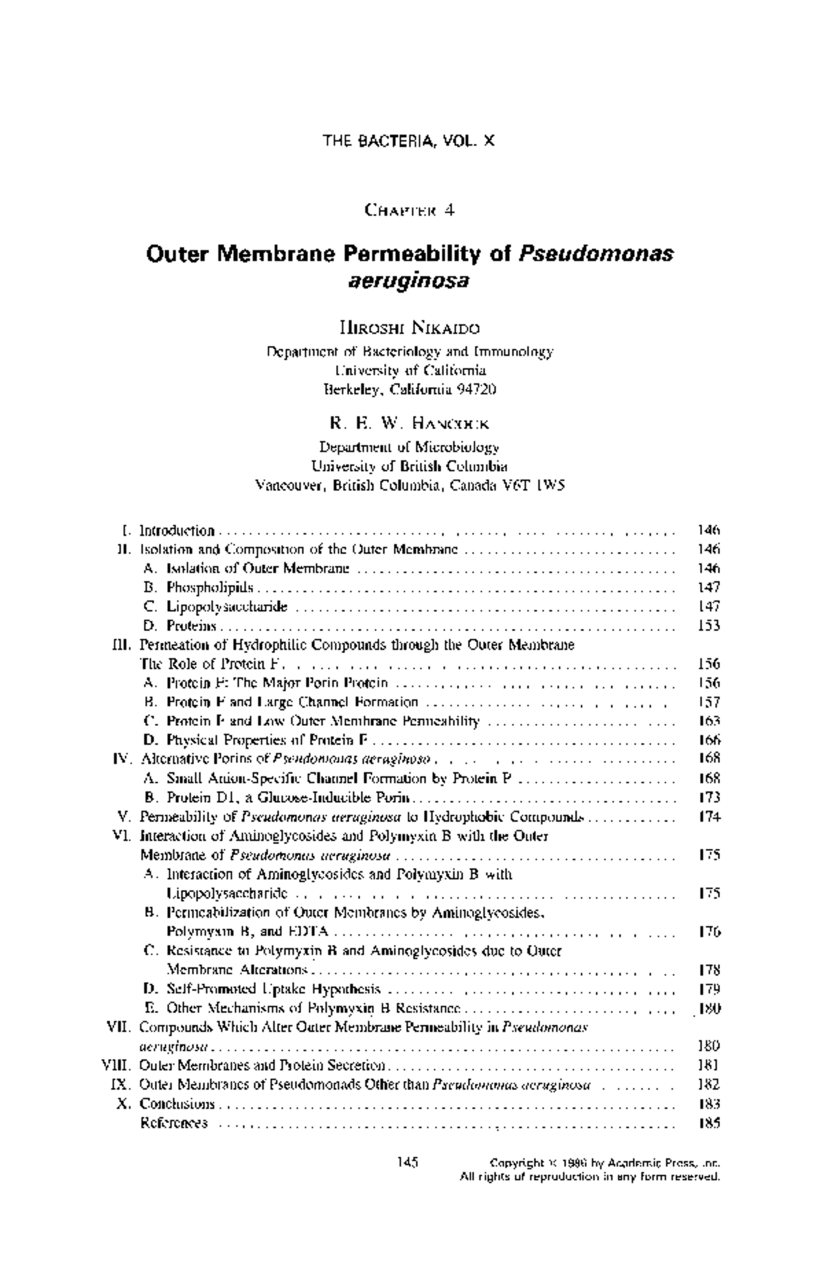 Outer Membrane Permeability of Pseudomonas aeruginosa (Bacteriology 101 ...
