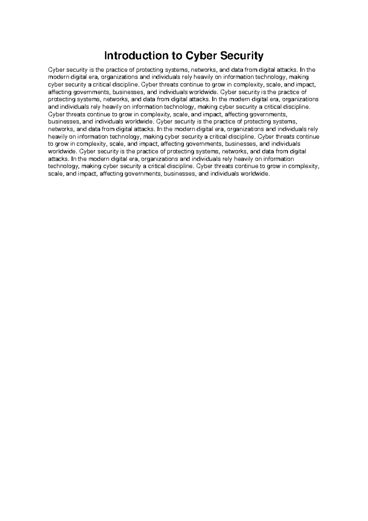 Comprehensive Overview of Cyber Security (CS101) - Studocu