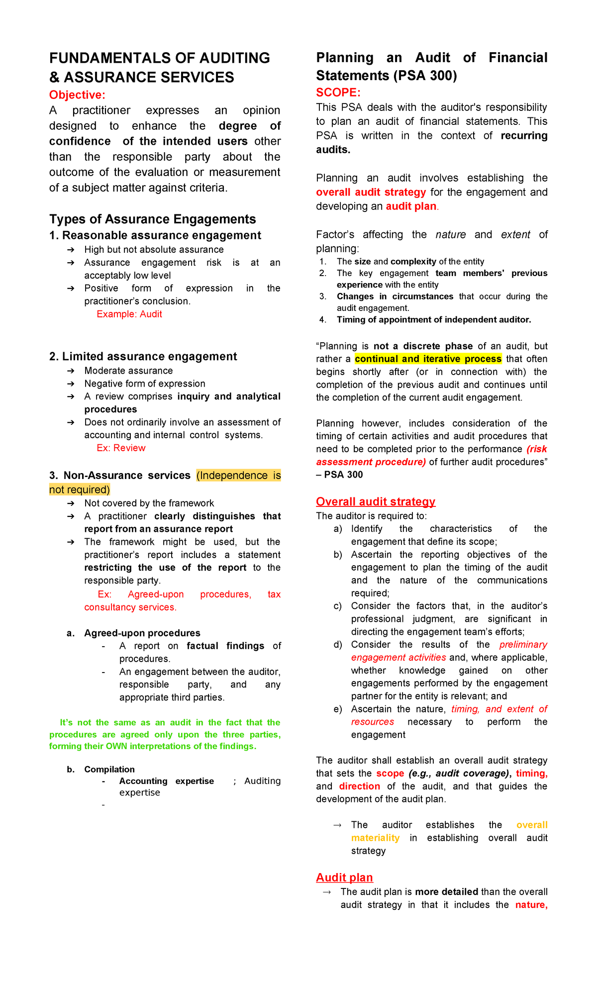 Auditing Theory - Reviewer - FUNDAMENTALS OF AUDITING & ASSURANCE ...