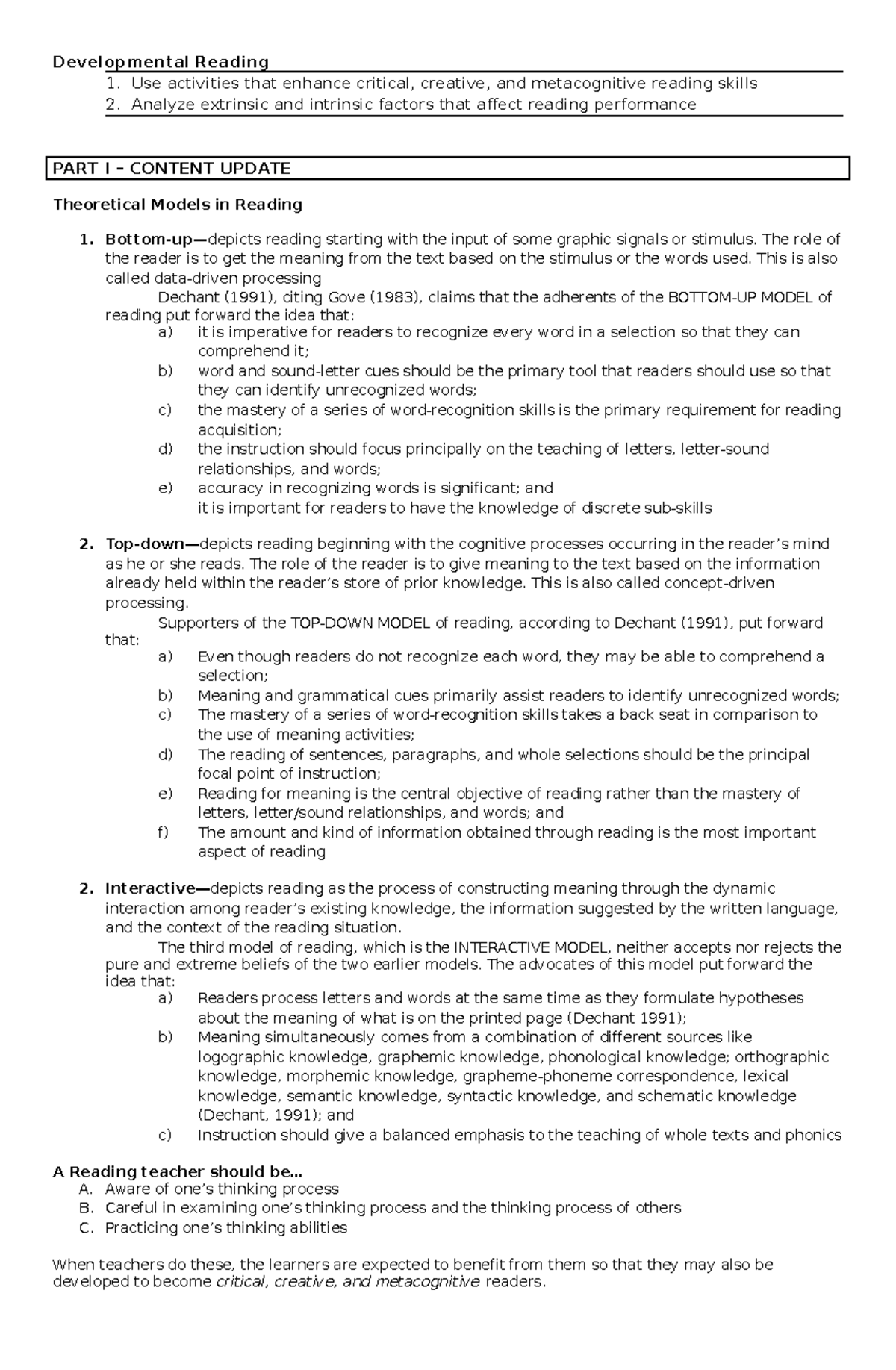 Module 6: Understanding Theoretical Models in Developmental Reading ...