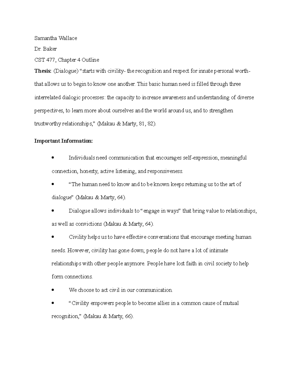 Chapter 4 outline - This is for Dr. Baker's class. - Samantha Wallace ...