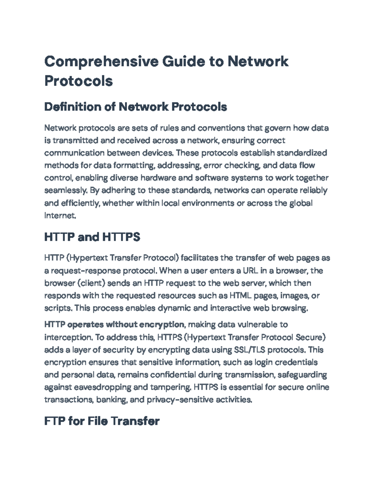 Comprehensive Overview of Network Protocols for IT Systems (CS101) - Studocu