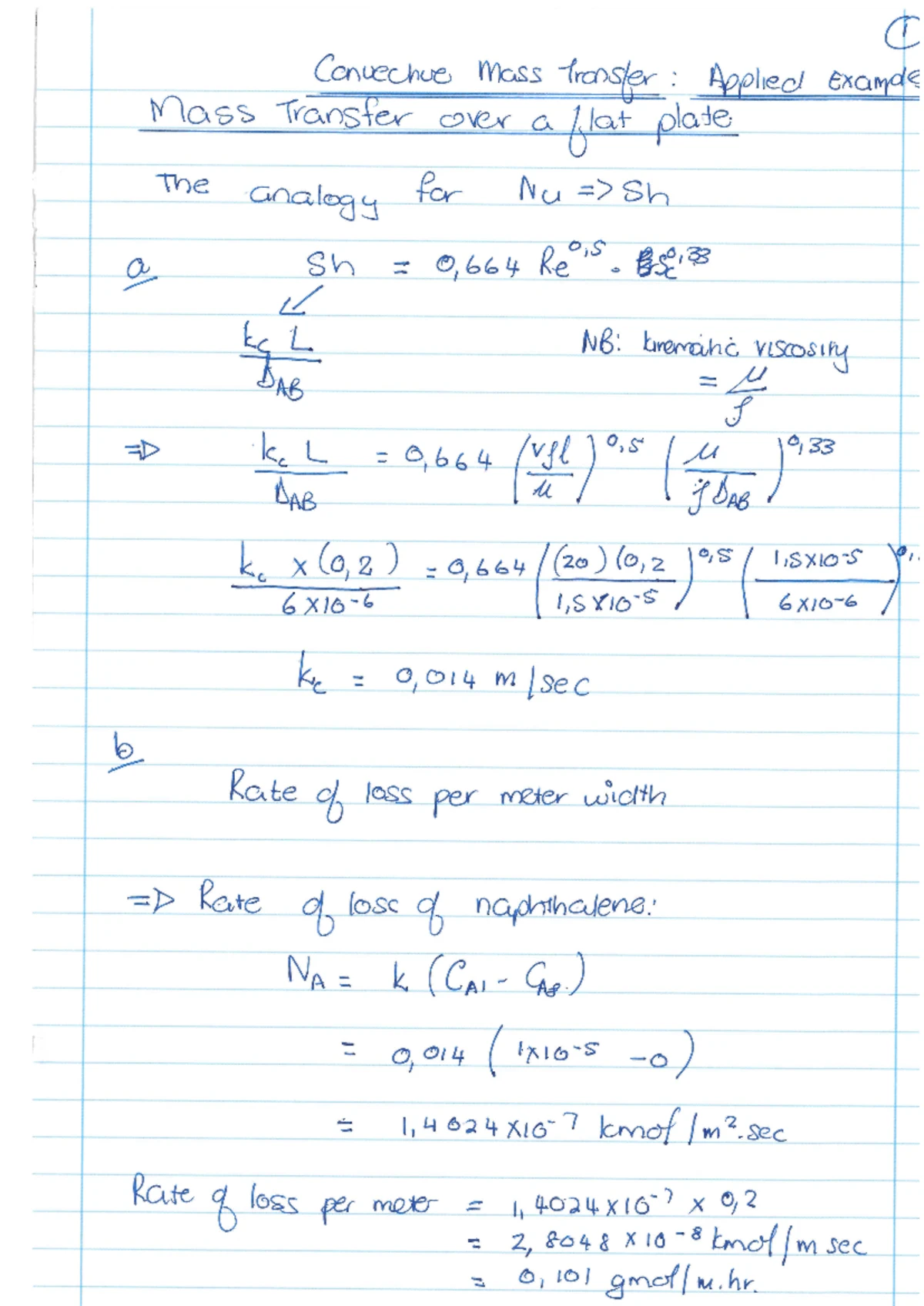 COnvective Mass Transfer Worked Examples - I Convective mass transfer : Applied Example Mass ...