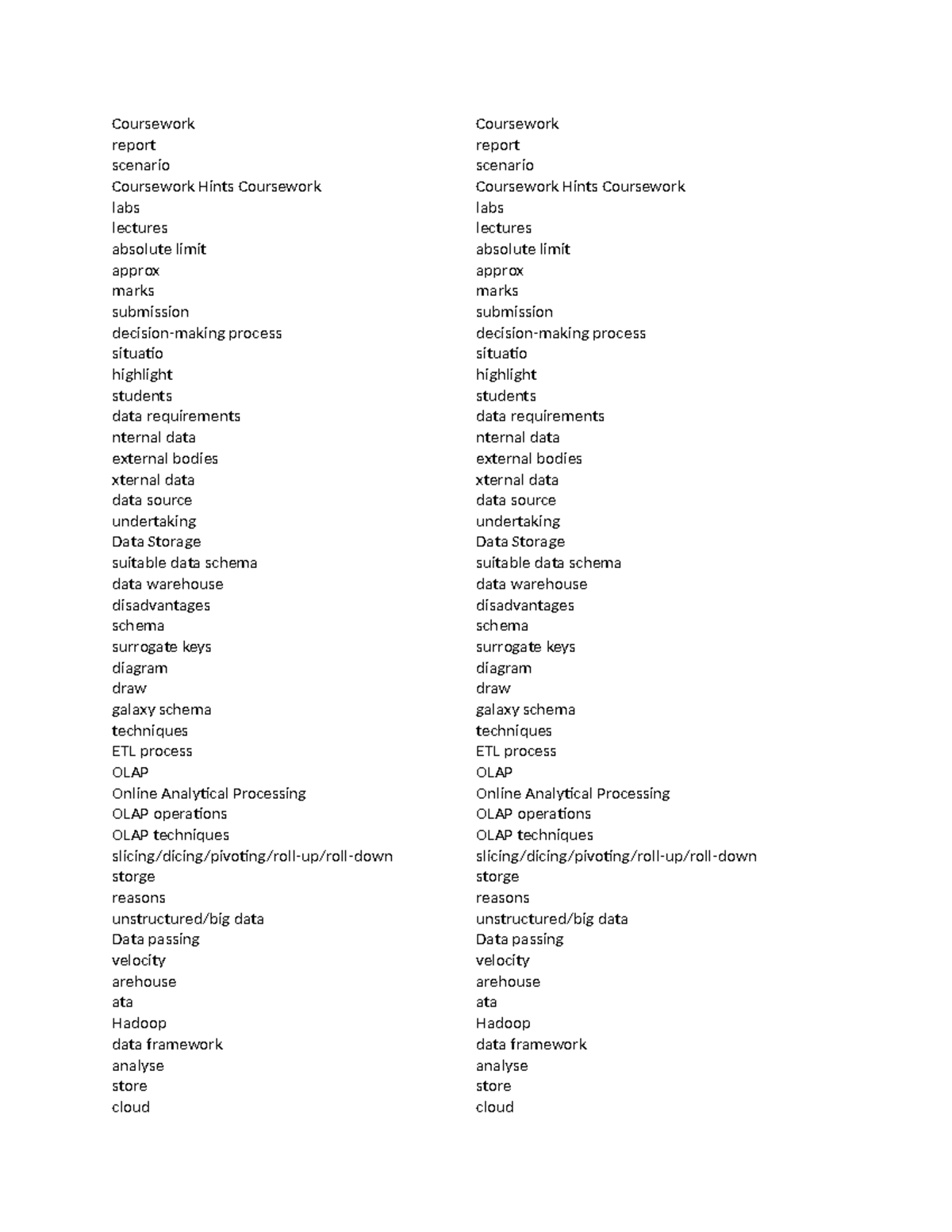 CST3340 Coursework 1 Hints for Data Storage & Analysis Techniques - Studocu