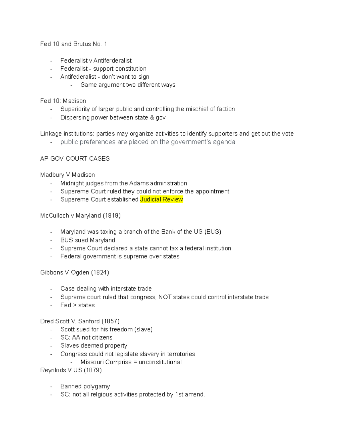 AP Gov Court Cases: Key Supreme Court Decisions Summary - Studocu