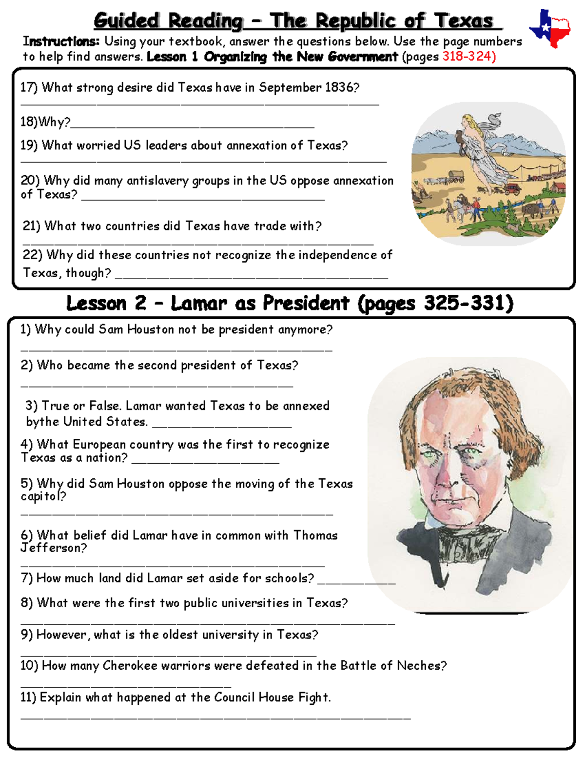 Texas Republic Guided Reading: Lessons on Government & Lamar - Studocu