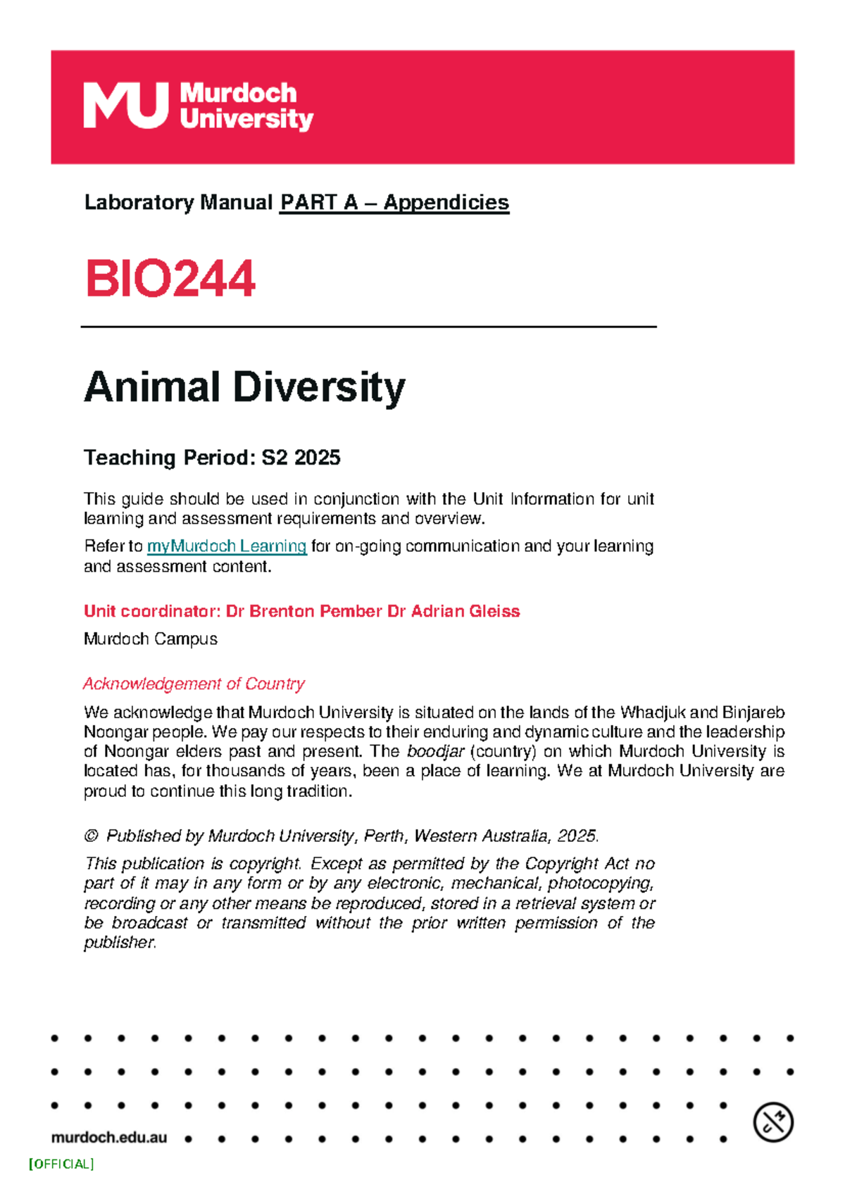 2025 BIO244 Animal Diversity Lab Manual: Part A Appendices - Studocu