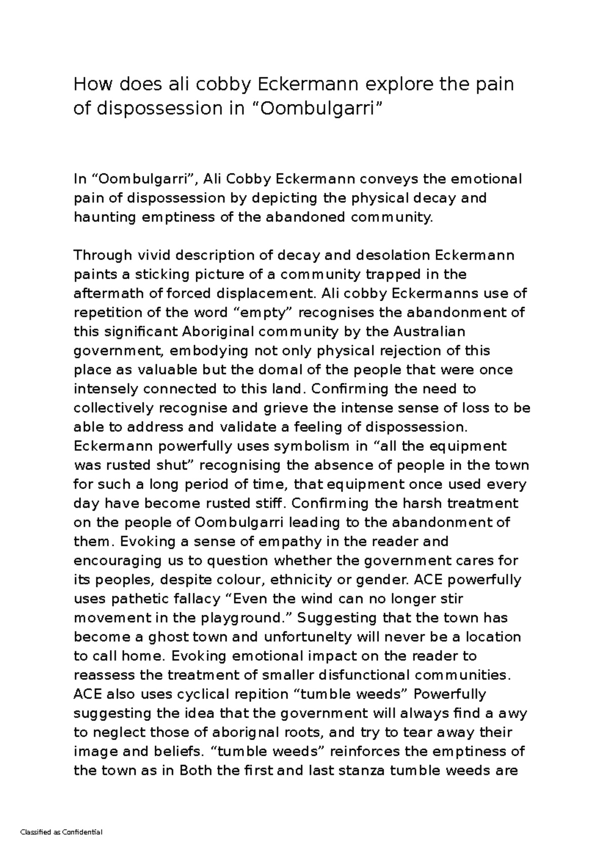 ACE Essay Notes: Exploring Dispossession in Ali Cobby Eckermann's Work ...