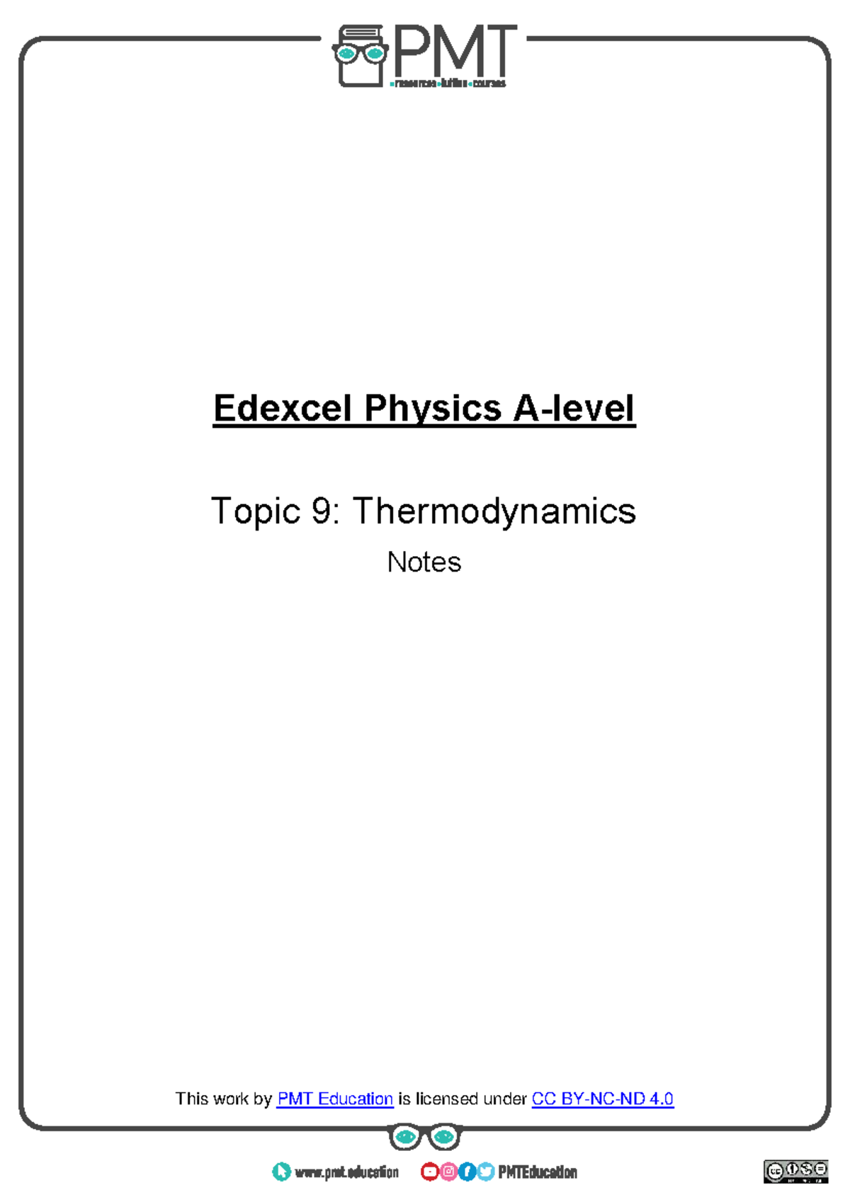 Notes on Thermodynamics (Topic 9) - Edexcel Physics A-level - Studocu