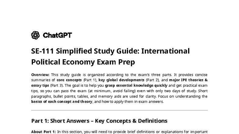 SE-111 Simplified Study Guide: IPE Exam Preparation Overview - Studocu