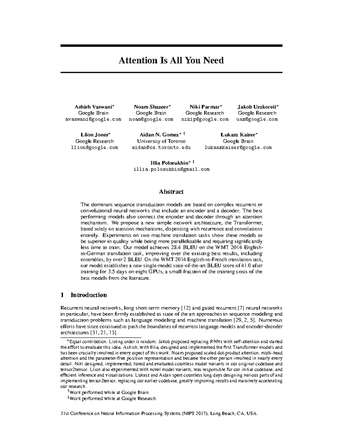 Attention Is All You Need: Transformer Model Overview (NIPS 2017) - Studocu