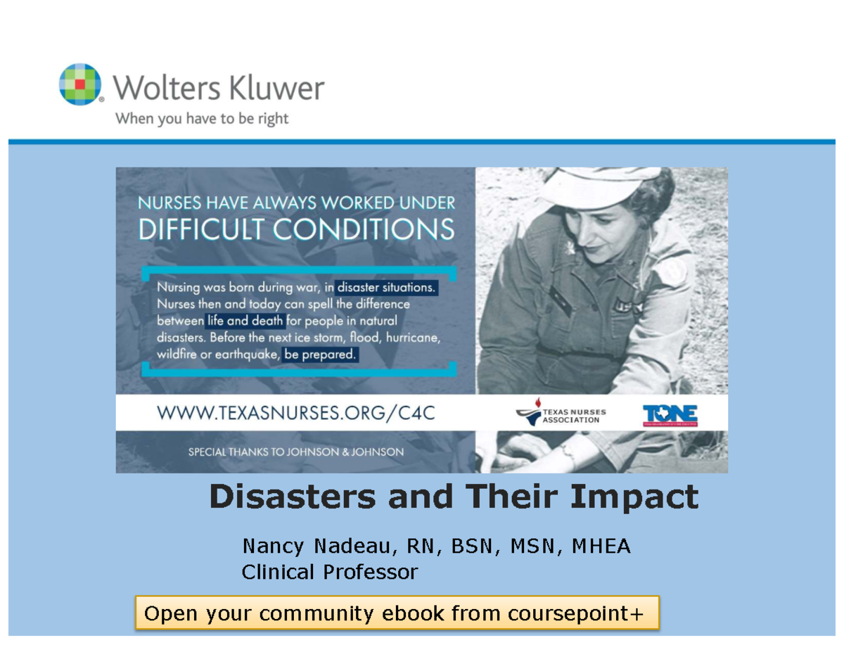 Emergency Preparedness: Understanding Disasters and Their Impact (NUR ...