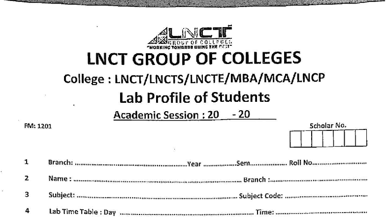 Lab Profile for Academic Session 2020 - Course Code FM: 2201 - Studocu